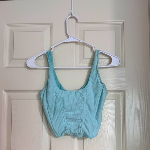 Tops | Blue Turquoise Corset Tank Top | Poshmark
